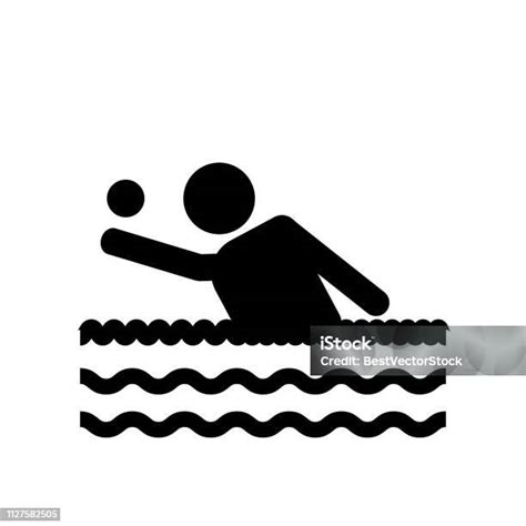 사람들이 재생 수구 아이콘 아이콘 트렌디한 사람들 레크리에이션 게임 컬렉션에서 흰색 배경에 수구 로고 개념을 재생 공 스포츠 장비에 대한 스톡 벡터 아트 및 기타 이미지