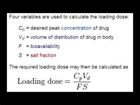 Dosage Calculations Loading Dose And Maintenance Dose Youtube