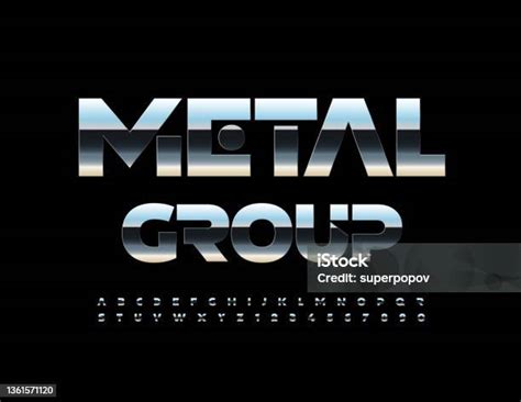 벡터 실버 사인 금속 그룹 트렌디 한 알파벳 문자 및 숫자 세트 강철에 대한 스톡 벡터 아트 및 기타 이미지 강철 그래픽 프린트 금속 Istock