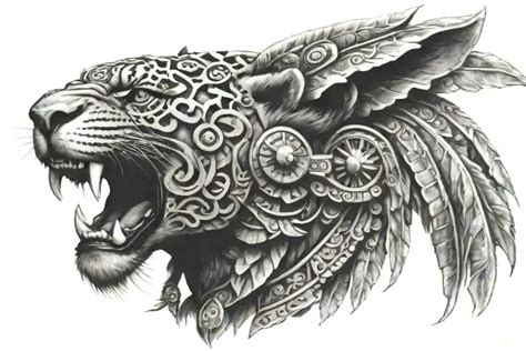 Tattoo Aztec Jaguar Aztec Jaguar Warrior 🇲🇽 Leg Sleeve Part