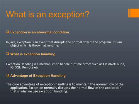 exception handling in java ppt