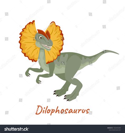 Dilophosaurus Isolated On White Background Vector เวกเตอร์สต็อก ปลอดค่าลิขสิทธิ์ 1263435349