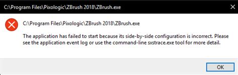 The Application Has Failed Because Its Side By Side Configuration ZBrushCentral