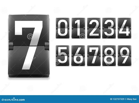 Set Of Numbers Digits In Mechanical Scoreboard Style Stock Vector Illustration Of Counter