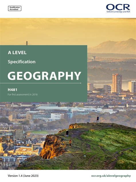 Specification Accredited A Level Gce Geography H481 2 Pdf Glacier Geomorphology