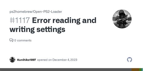 Error Reading And Writing Settings · Issue 1117 · Ps2homebrewopen Ps2 Loader · Github