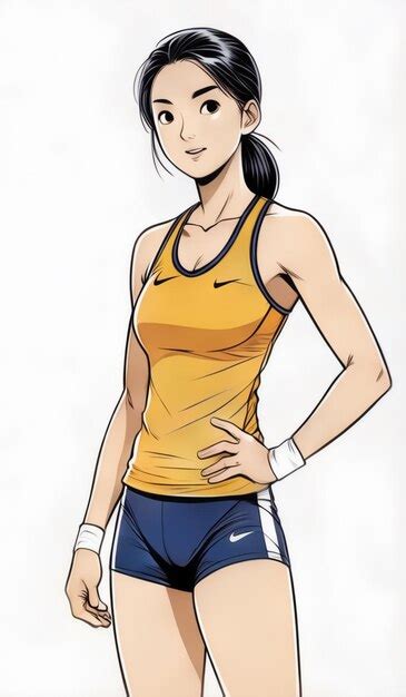 A Drawing Of A Female Anime Girl With A Sweatband On Her Wrist