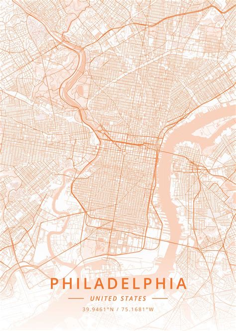 Philadelphia United States Poster By Designer Map Art Displate