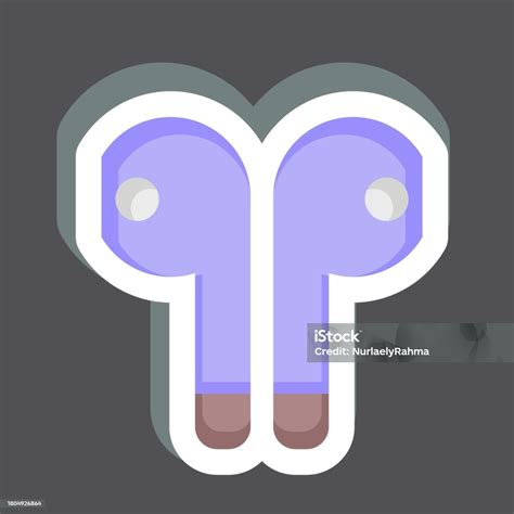 스티커 이어버드 컴퓨터 기호와 관련이 있습니다 심플한 디자인 편집 가능 간단한 일러스트레이션 개념에 대한 스톡 벡터 아트 및 기타 이미지 Istock