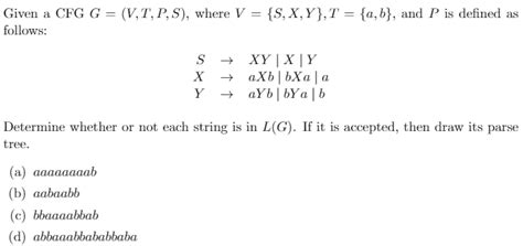 Solved Given A Cfg G Vt P S Where V Follows