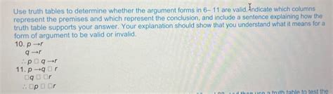 use truth tables to determine whether the argument