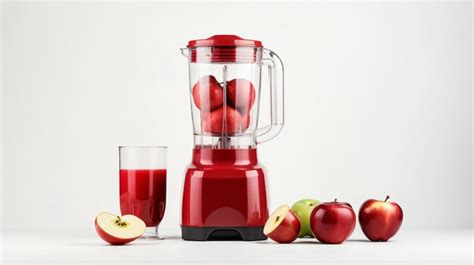 Premium Photo Blender With Red Apple Isolated On White