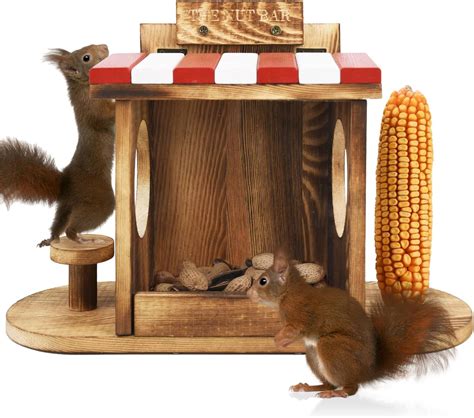 Wooden Squirrel Feeder House Squirrel Feeder For Outside