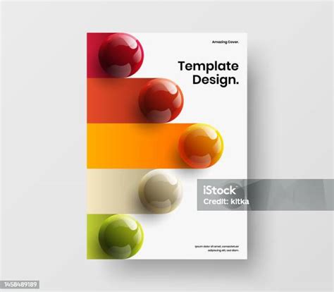 추상 회사 정체성 A4 벡터 디자인 레이아웃입니다 밝은 3d 구체 카탈로그 표지 그림입니다 A4 용지에 대한 스톡 벡터 아트 및