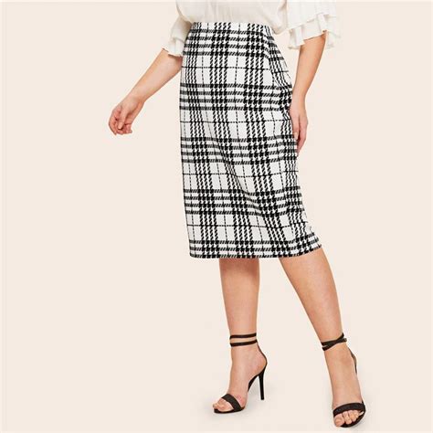 Women Plus Size Elegant Pencil Stretchy Knee Length Skirts Power Day Sale
