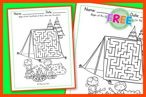 Camping Maze Activity Classroom Star Worksheets