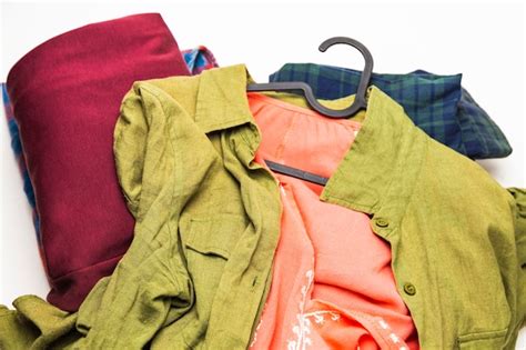 Premium Photo High Angle View Of Clothes Against White Background