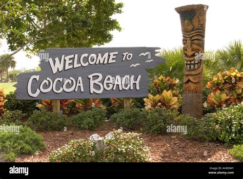 Cocoa Beach Sign Florida Usa Stock