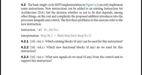 solved 4 2 the basic single cycle mips implementation in