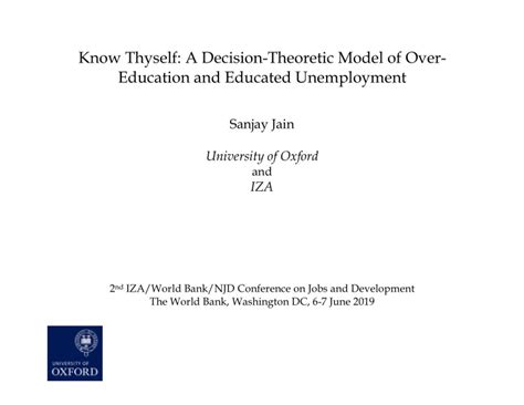 Ppt Know Thyself A Decision Theoretic Model Of Over Education And