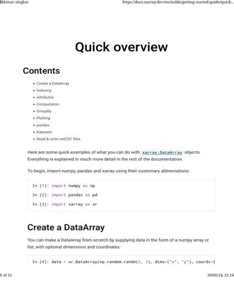 Ikhtisar Cepat Xarray Dataarray
