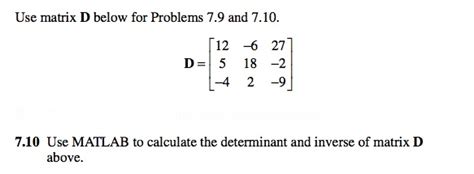 Solved Use Matrix D Below For Problems And Chegg