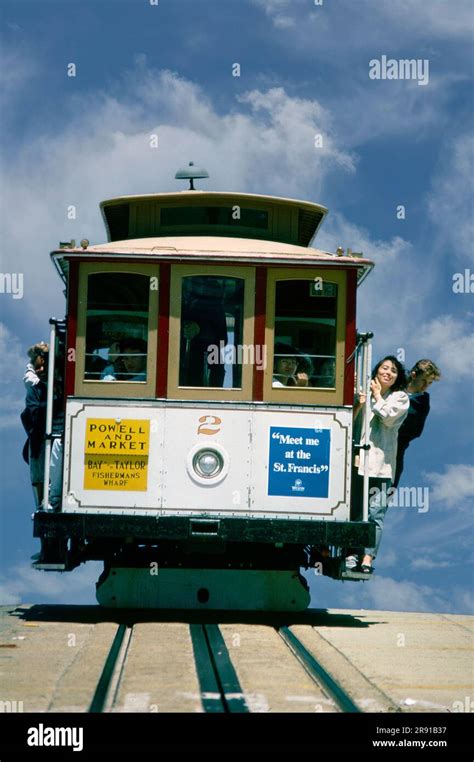 Powell Street Cable Car Descending From Nob Hill San Francisco