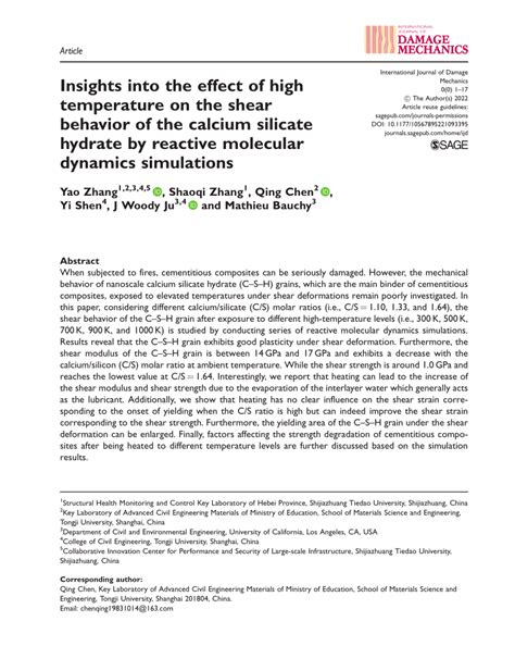 Pdf Insights Into The Effect Of High Temperature On The Shear