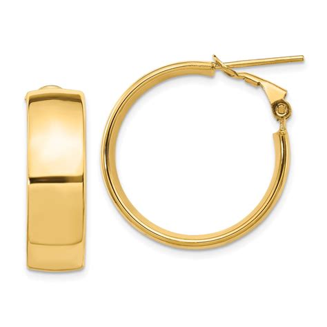 Leslies 14k 775mm High Polished Omega Back Hoop Earrings The Gold Store