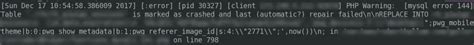 Fixed Mysql Table Is Marked As Crashed And Last Automatic Repair