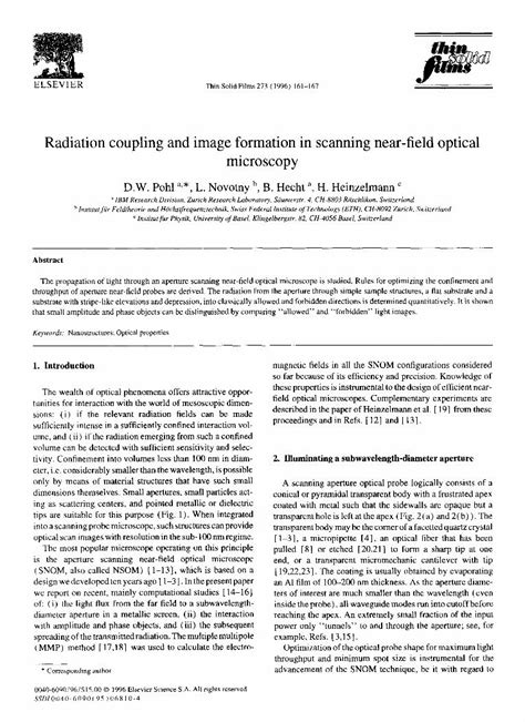 Pdf Radiation Coupling And Image Formation In Scanning Near Field