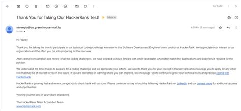 Pranay Sanjule On Linkedin After Successfully Submitting The Coding Test These Rejection Mails