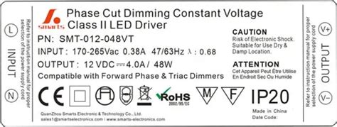 Intertek Dimmable LED Driver VDC W W CE ETL Listed