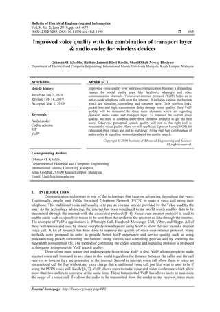 Improved Voice Quality With The Combination Of Transport Layer Audio Codec For Wireless