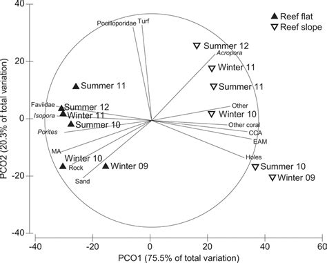 Principal Coordinates Analysis Pco Of Benthic Community Cover At Reef