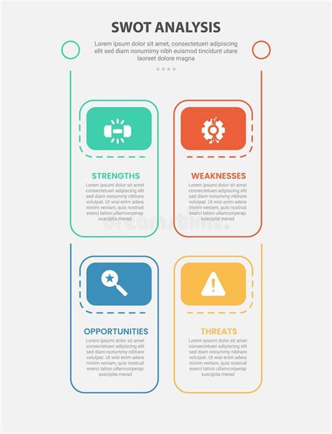 Swot Analysis Infographic Outline Style With 4 Point Template With