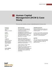 Intro ERP Case Study HCM Doc CASE STUDY Human Capital Management HCM I Case Study This Case