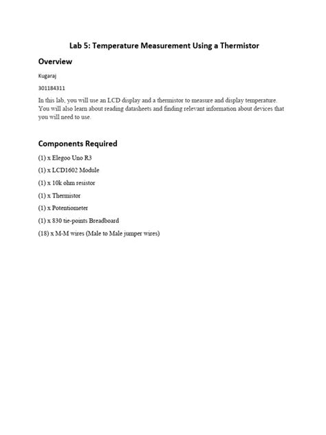 Eet 126 Lab 5 Instructions Pdf Temperature Electrical Resistance