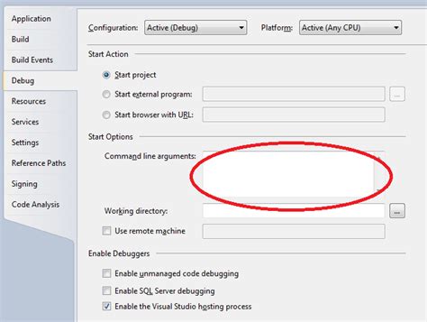 Net How To Pass Arguments When Debugging A Dot Net Application Stack Overflow
