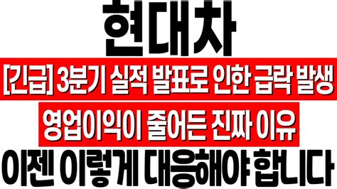 현대차 주가 전망 3분기 실적 발표로 인한 급락 발생 영업 이익이 줄어든 진짜 이유 긴급 대응 전략 현대차 인도 상장 현대차 주식 분석 현대차 목표가 현대차
