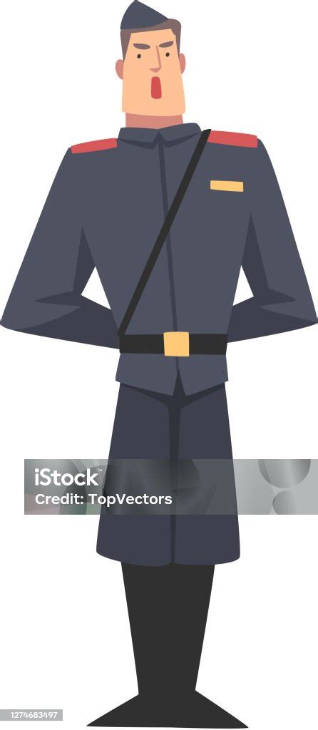 육군 군인 블루 유니폼과 모자 만화 스타일 벡터 일러스트에 보병 군인 남자 캐릭터 군대에 대한 스톡 벡터 아트 및 기타 이미지 군대 독일 벡터 Istock
