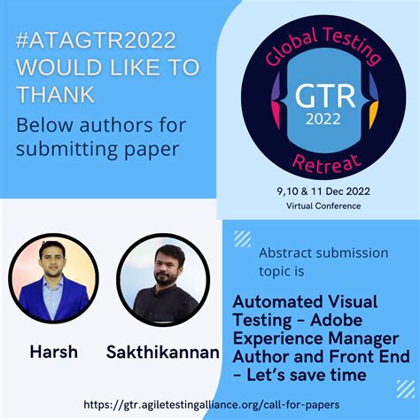 agile testing alliance on linkedin callforpapers atagtr2022