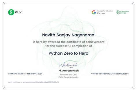 Navith Sanjay Nagendran On Linkedin Pythoncertificate Codingskills
