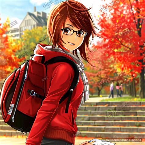 Ai创作图红豆红叶凉子木京桃 插画学生 学生动漫 插画人物戴眼镜女孩 大和抚子 青春题材漫画人物 明日香 戴眼镜q版女孩 拟人化书包君 女学生插画 平锅木乃乃 戴眼镜可爱女孩 背书包插图 青春
