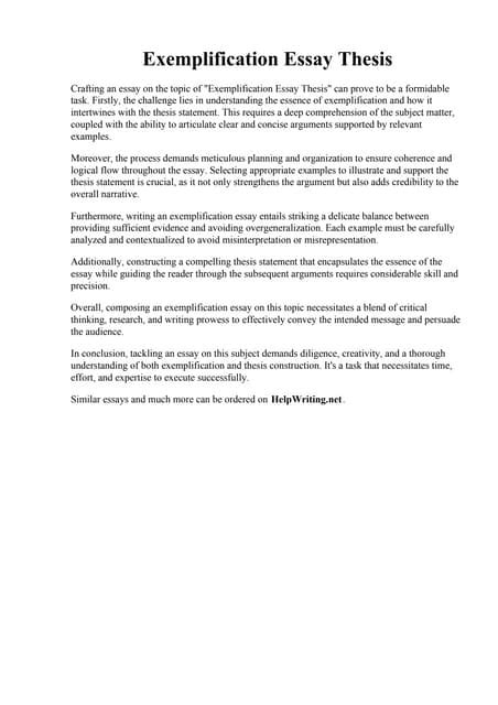 Exemplification Essay Thesis Pdf