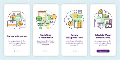 Premium Vector Payroll Processing Stages Onboarding Mobile App Screen