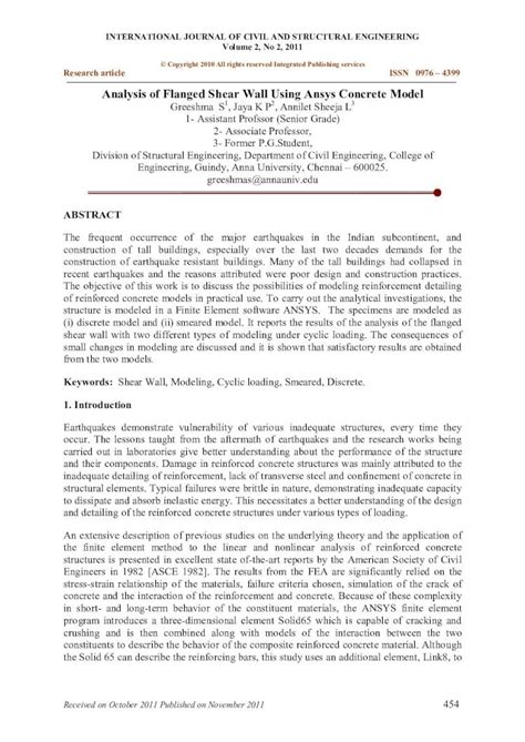 Pdf Analysis Of Flanged Shear Wall Using Ansys Concrete Model Dokumentips