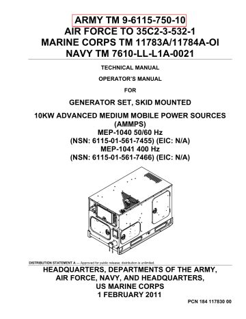 Generator Set Ammps Mep 1040 Mep 1041 Technical Manual Manualzz