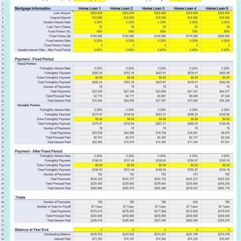 Mortgage Refinance Comparison Spreadsheet — Db