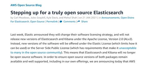 因應elastic變更授權，aws推出採用apache 2 0授權的elasticsearch和kibana分叉 ithome